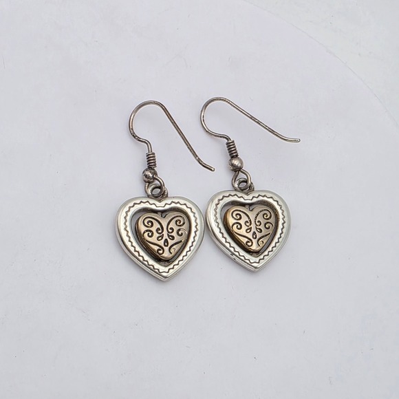 Brighton | Jewelry | Vintage Brighton Floating Heart Earrings 2 Tone ...